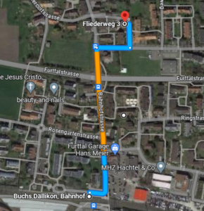 Kontakt & Anfahrt - Fliederweg 3, 8107 Buchs